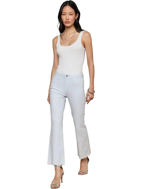 L'Agence Kendra Coated Cropped Flare Jeans - Pale Mist Blue Coated