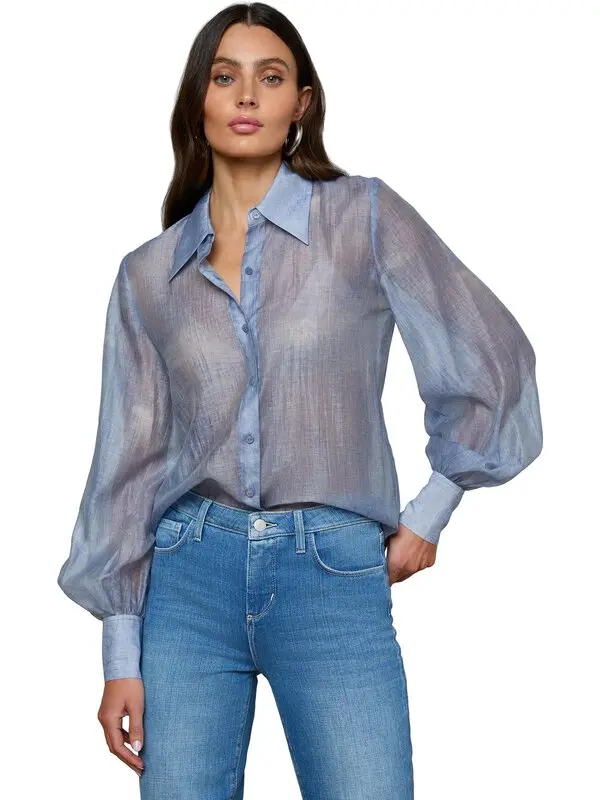 L'Agence Jayleen Blouse Top - Pale Harbor Blue