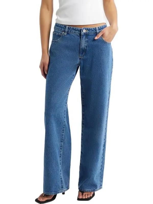 Abrand Denim 99 Molly Low Rise Baggy Wide Leg Jeans - Mid Blue