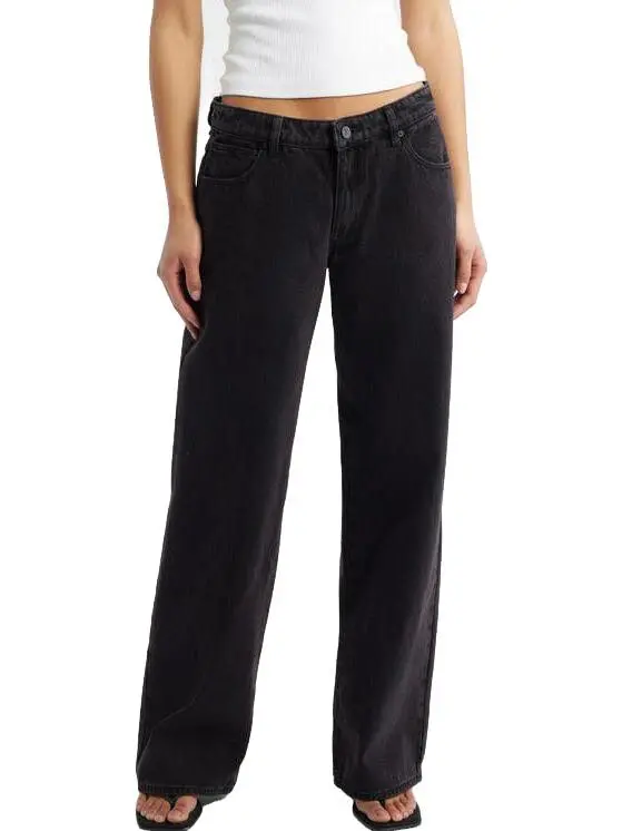 Abrand Denim 99 Amanda Baggy Straight Leg Jeans - Washed Black