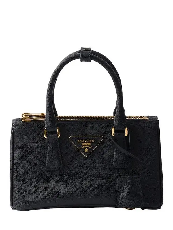 Prada Galleria Mini Saffiano Leather Handbag - Black