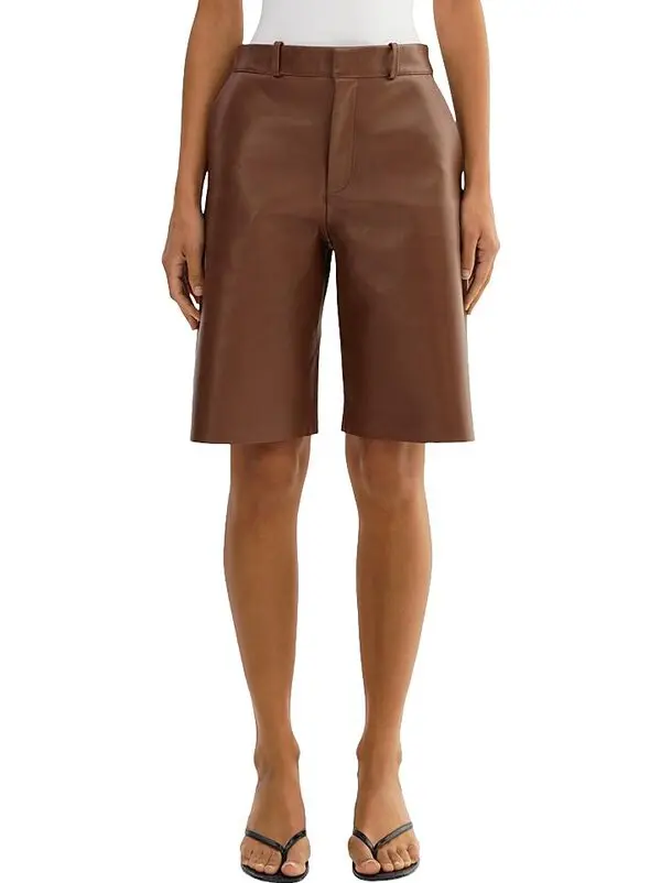 LAMARQUE Leather Bermuda Shorts - Mid-brown