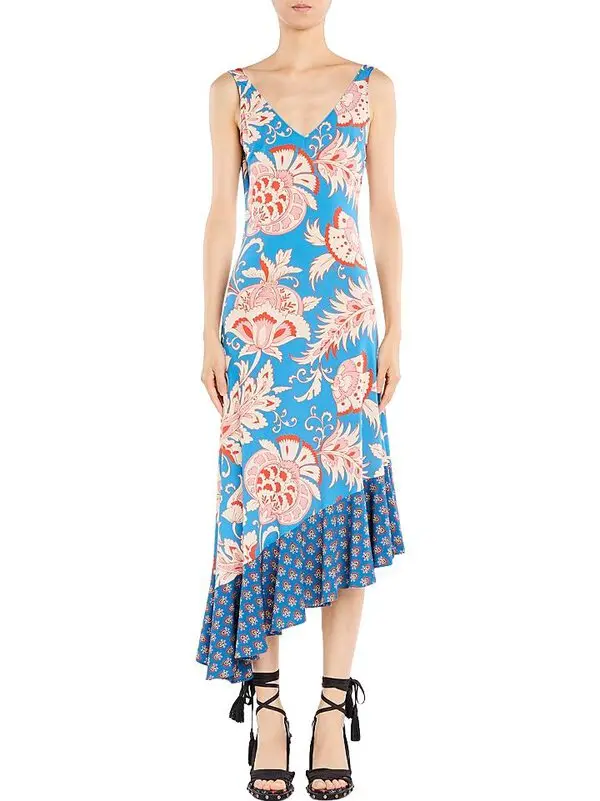 Etro Ruffled Midi Dress - Printed Light Blue