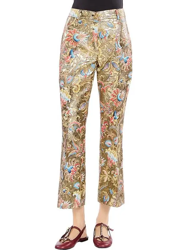 Etro Printed Metallic Flare Trousers - Printed Beige