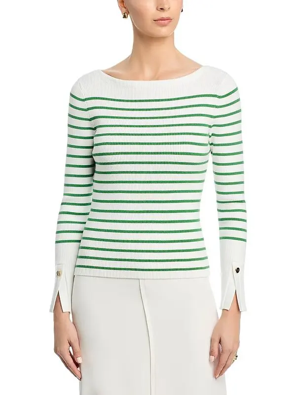 Elie Tahari The Sula Boat Neck Sweater - Sky White/meadow