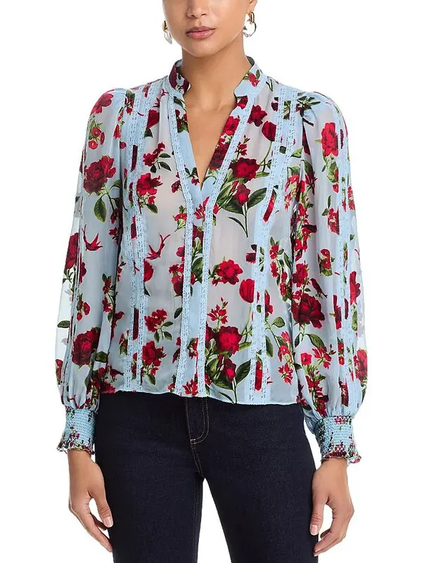 Alice + Olivia Arlette Collared Blouse - American Beauty Blue