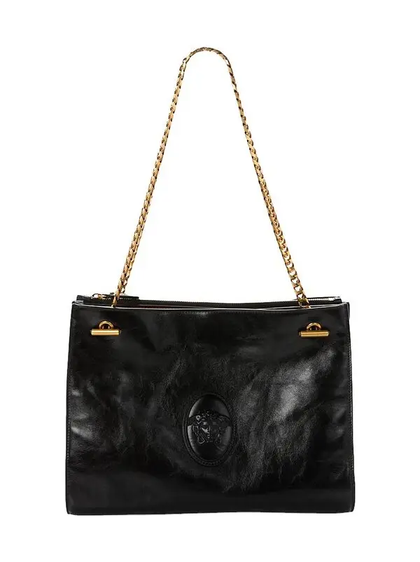 Versace Leather Shoulder Bag - Black/gold