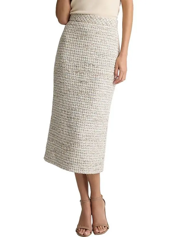 St. John Tweed Skirt - Ecru/taupe Multi