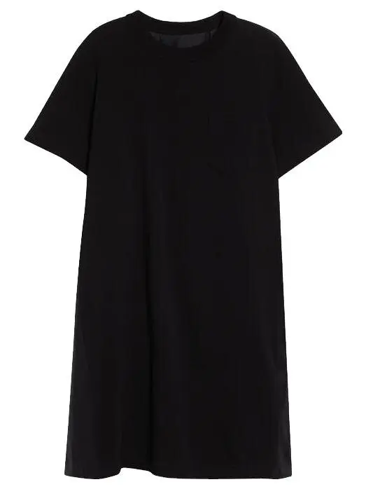 Sacai Cotton Jersey & Nylon Twill Dress - Black