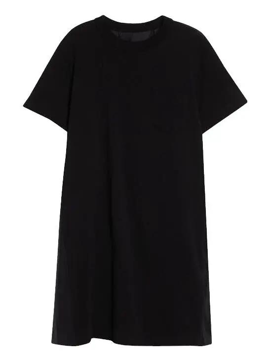 Sacai Cotton Jersey & Nylon Twill Dress - Black
