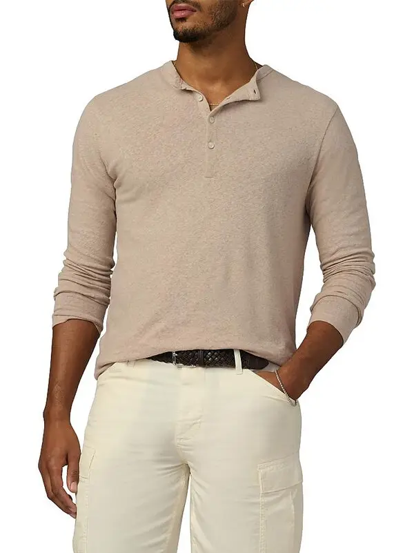 Joe's Jeans Linen & Cotton Henley Shirt - Plaza Taupe