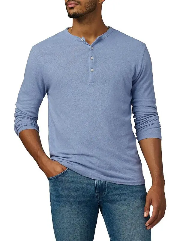 Joe's Jeans Linen & Cotton Henley Shirt - Troposphere