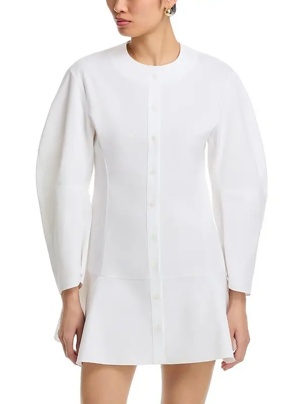 LIBEROWE Balloon Sleeve Shirt Dress - White