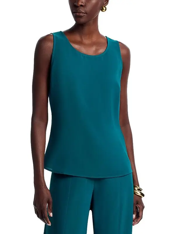 Misook Classic Crepe De Chine Tank Top - Spruce