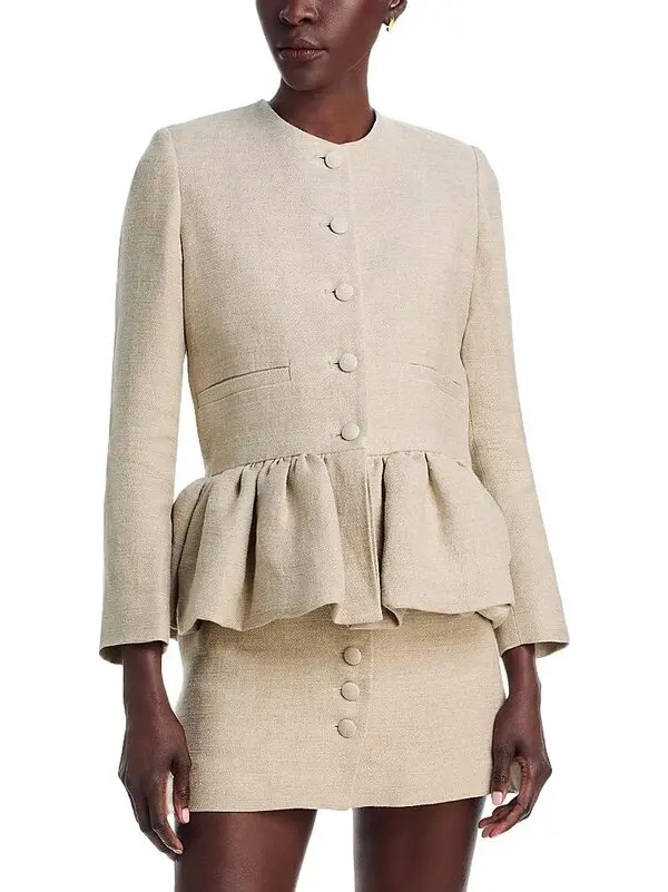 LIBEROWE Linen Peplum Jacket - Beige