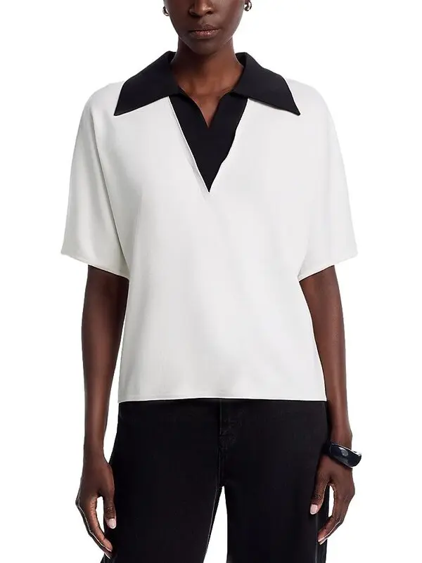 Misook Soft Knit Shirt - White/black