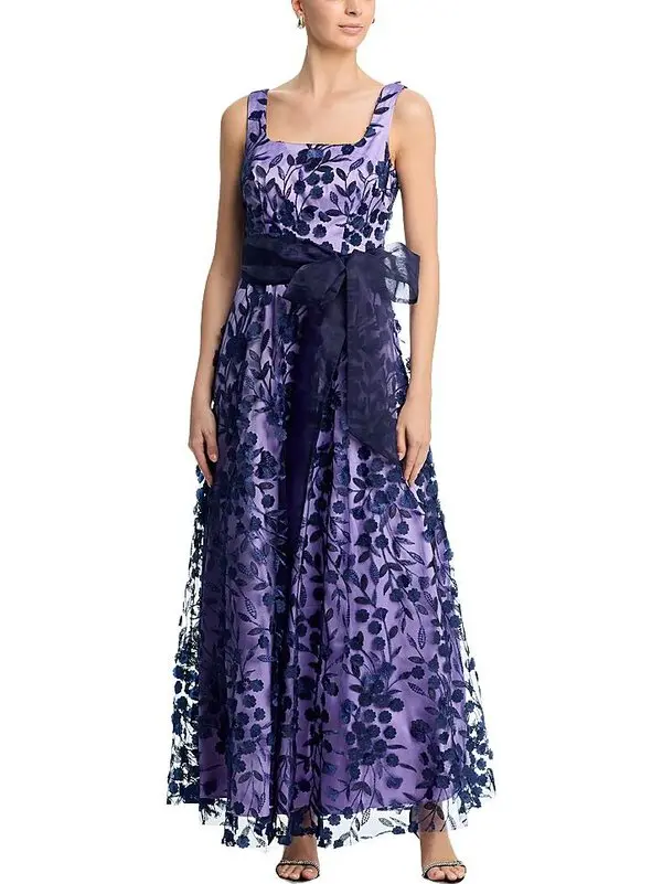 Eliza J Square Neck Ball Gown - Navy Lilac