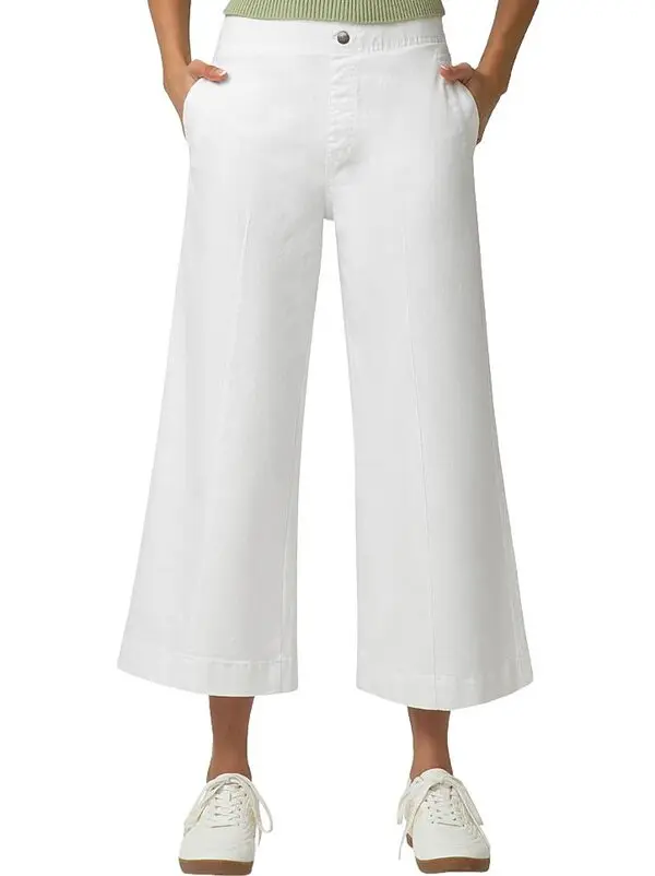 Hue Fine Lines Cropped Denim Jeans - White