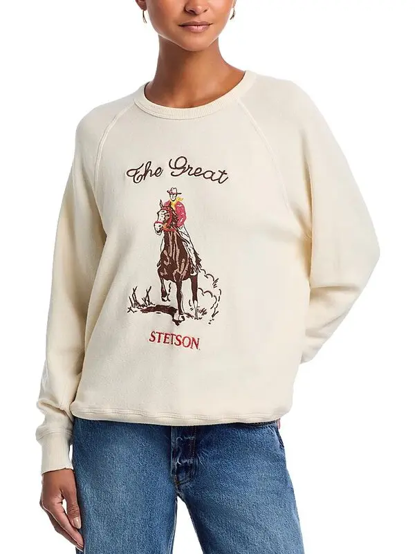 The Great. The College Stetson Graphic Sweatshirt - Washed White