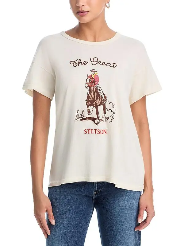 The Great. X Stetson Boxy Graphic Tee - Washed White