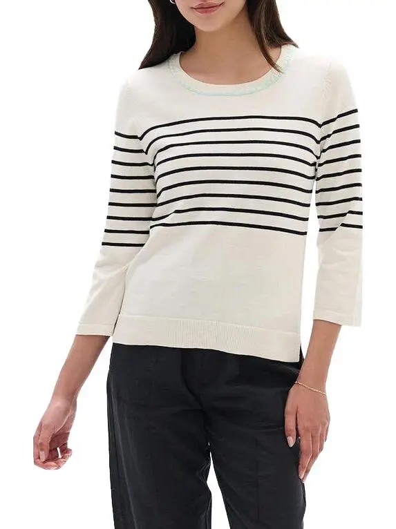 HATLEY Black Stripes Sweater - Whisper White