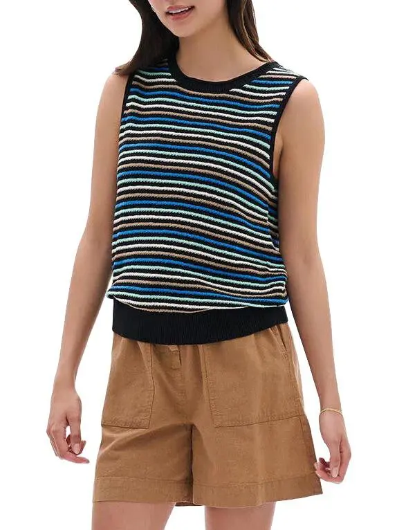 HATLEY Kate Desert Stripe Cotton Sweater Vest - Black