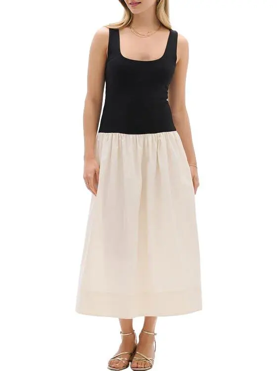 HATLEY Colorblock Midi Sundress - Black