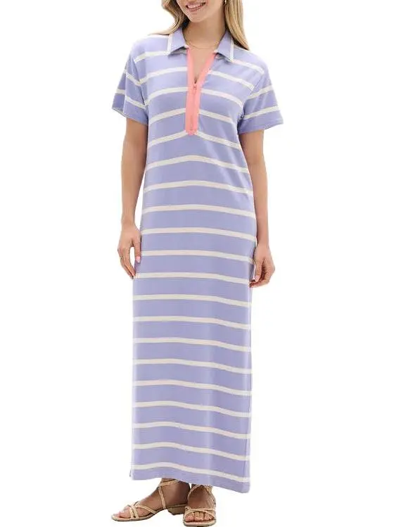 HATLEY Stripe Quarter Zip Shift Dress - Pale Iris