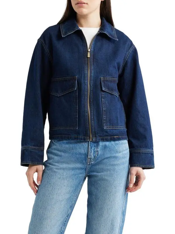 Michael Kors Cropped Denim Jacket - Dark Wash Denim