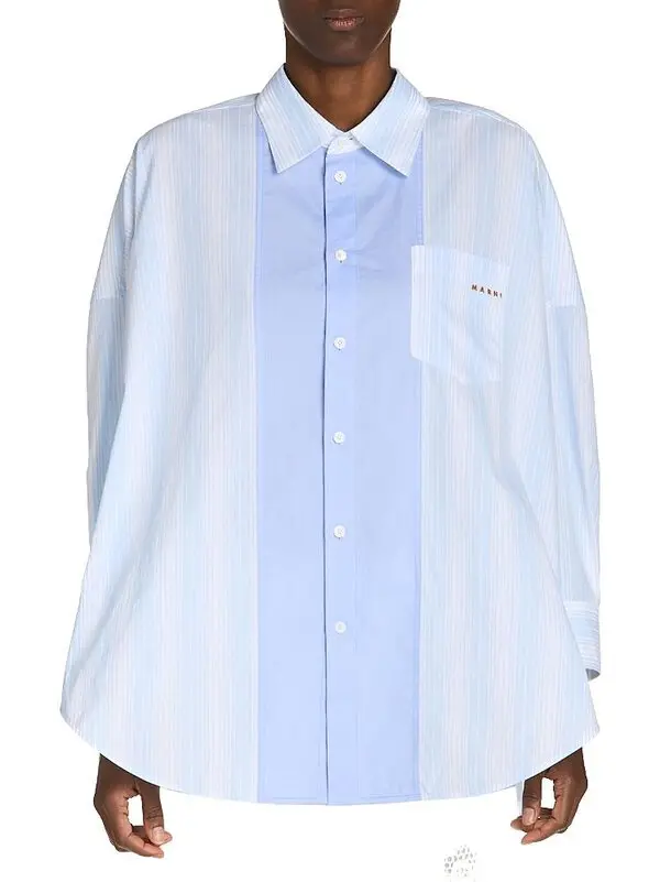 Marni Oversized Striped Shirt - Light Blue