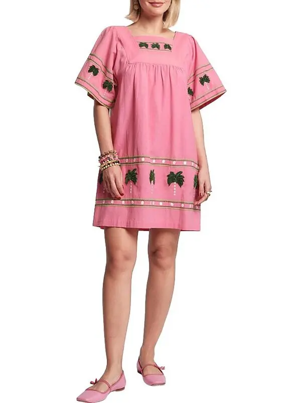 FRANCES VALENTINE Picnic Mini Palm Tree Dress - Pink/multi