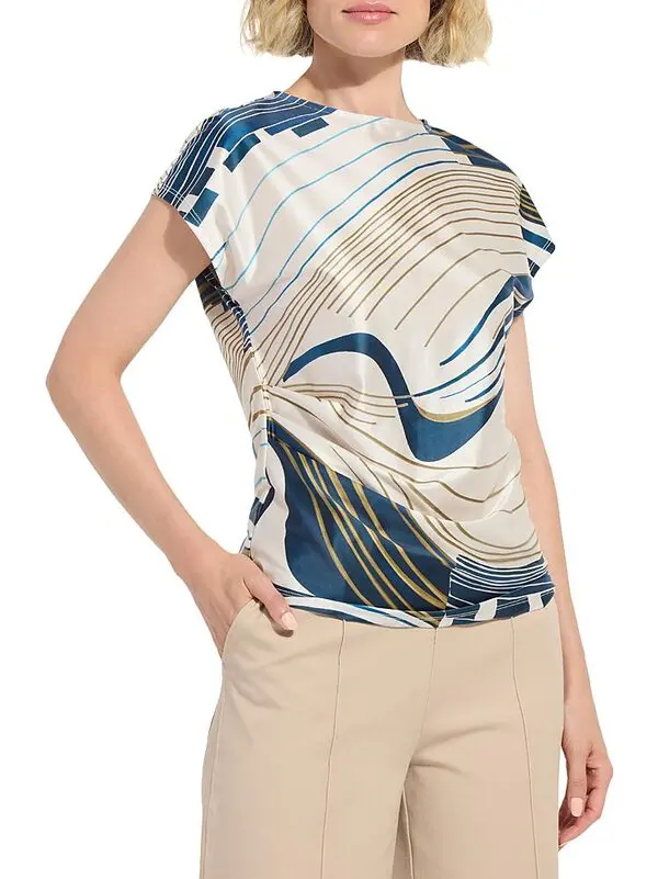 Lyssé Printed Top With Side Pleats - Block Puzzle