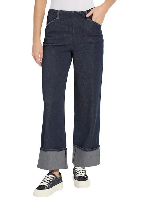 Lyssé Samara High-rise Cuffed Wide-leg Jeans - Indigo
