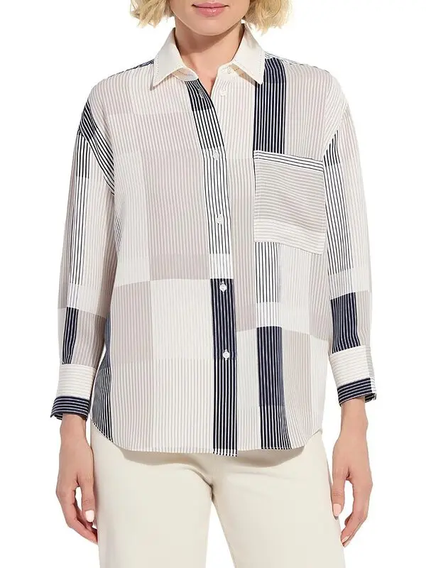 Lyssé Jessica Cropped Shirt - Oslo Stripe Collage