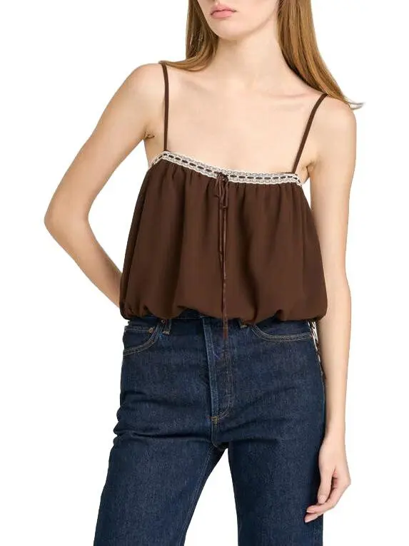 WAYF Jasmine Bubble Hem Camisole - Chocolate