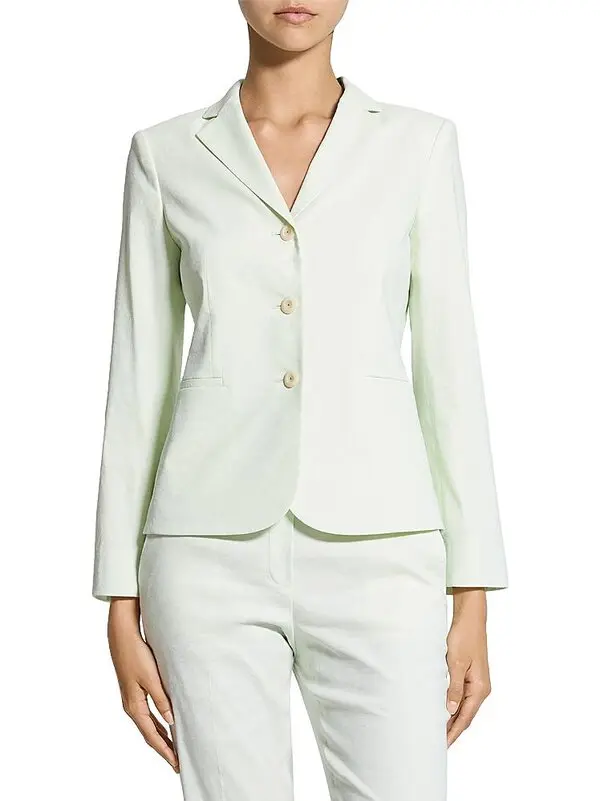 Theory Shrunken Linen Blend Jacket - Light Seaglass
