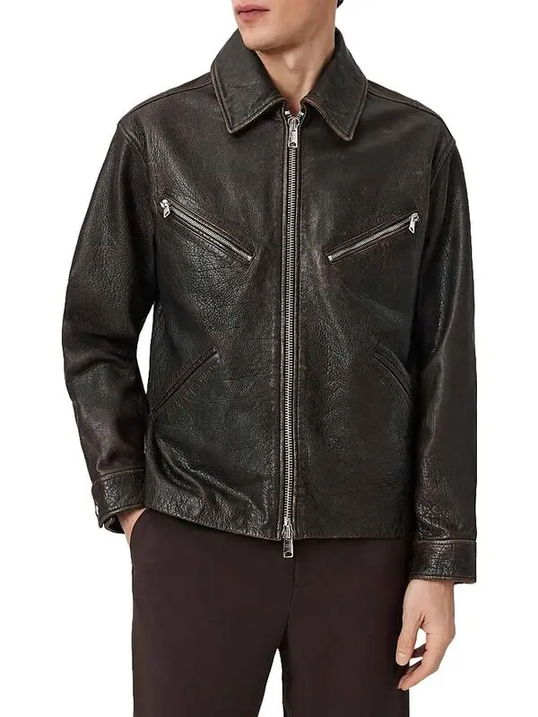 ALLSAINTS Oversized Leather Jacket - Vintage Black