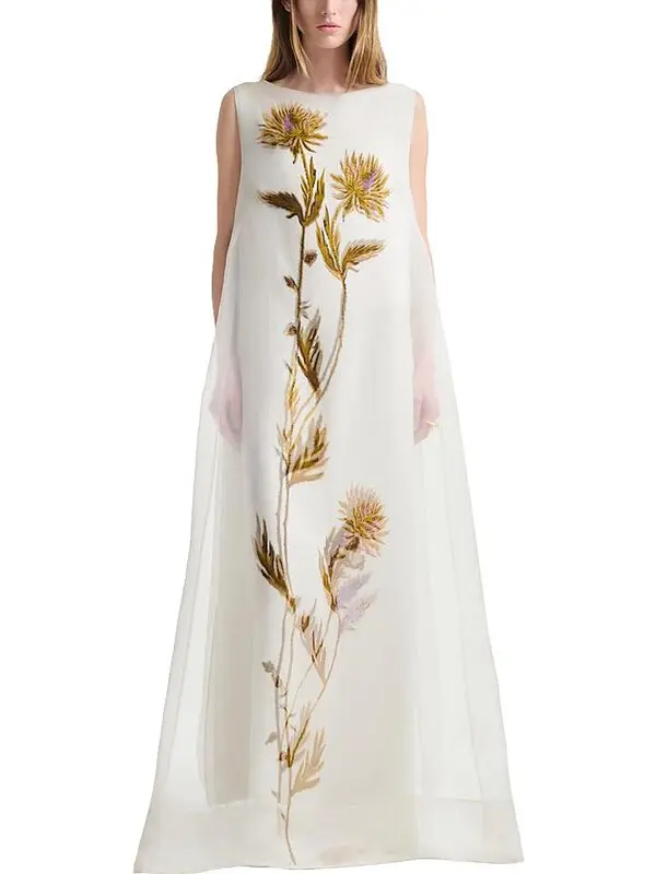 Altuzarra Jools Silk Dress - Macadamia Shibori Flower