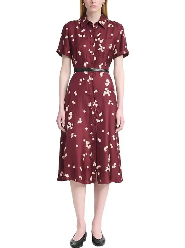 Altuzarra Kiera Silk Dress - Maroon Allover Petals