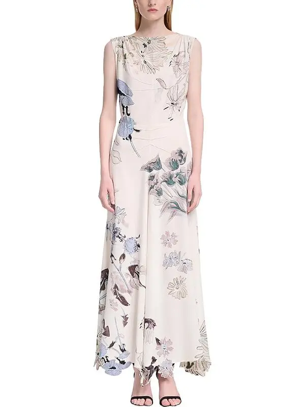 Altuzarra Carrol Silk Dress - Ivory Applique Flowers