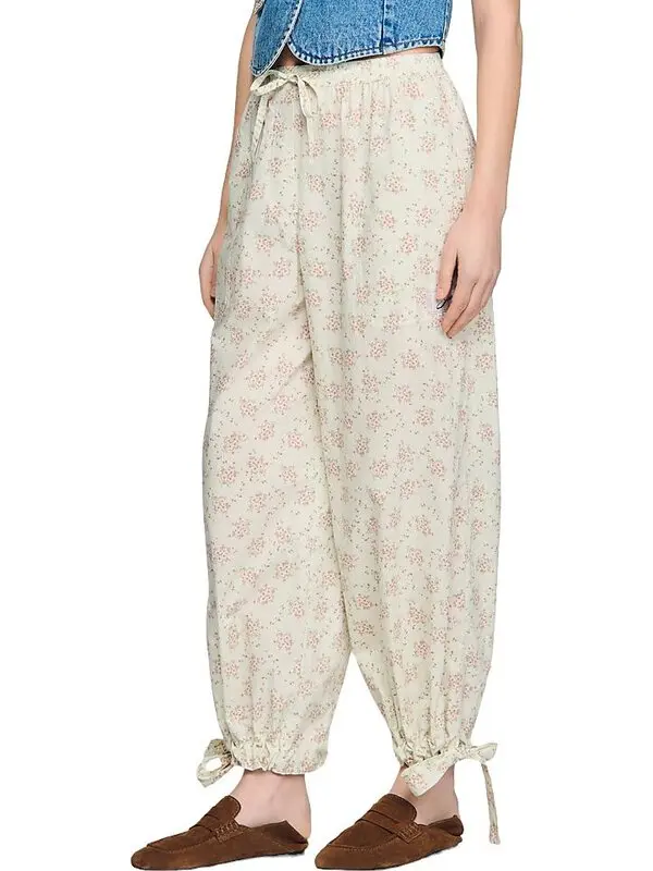 Sandro Davi Floral Wide Leg Pants - Pink / Green