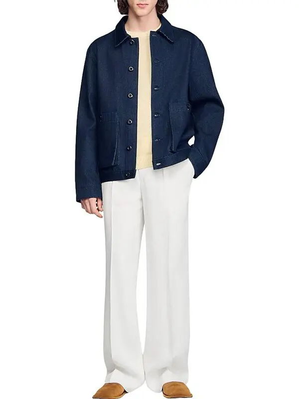 Sandro Denim Worker Jacket - Navy Blue