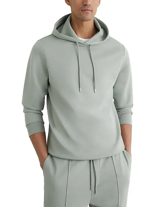 REISS Interlock Drawstring Hoodie - Mint Green