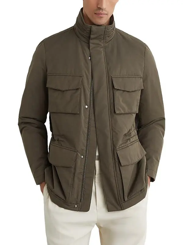 REISS Padded Four Pocket Jacket - Khaki Green