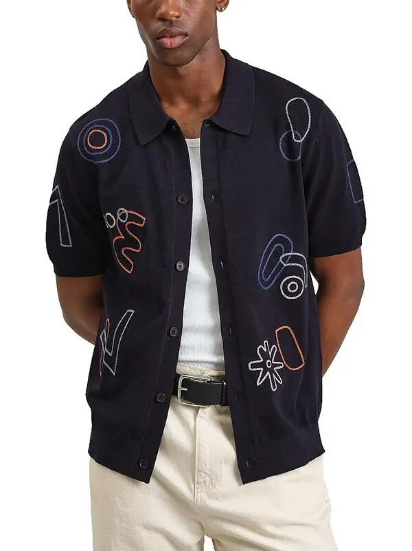 WAX LONDON Tellaro Graphic Shirt - Navy/multi
