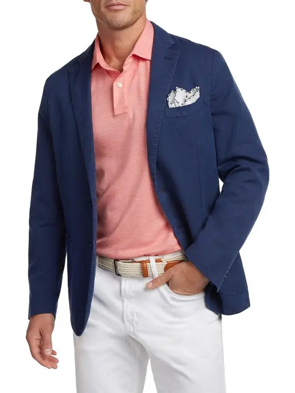David Donahue The Jackson Soft Terracotta Cotton & Linen Sport Coat - Navy