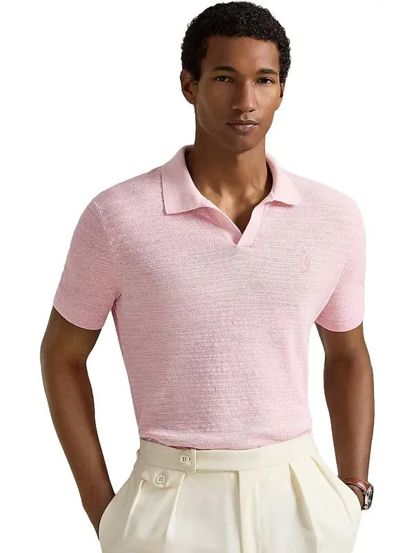 Polo Ralph Lauren Textured Cotton Linen Short-sleeve Sweater - Carmel Pink/deckwash White