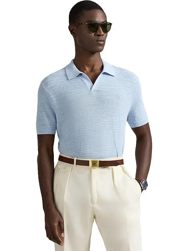 Polo Ralph Lauren Textured Cotton Linen Short-sleeve Sweater - Office Blue