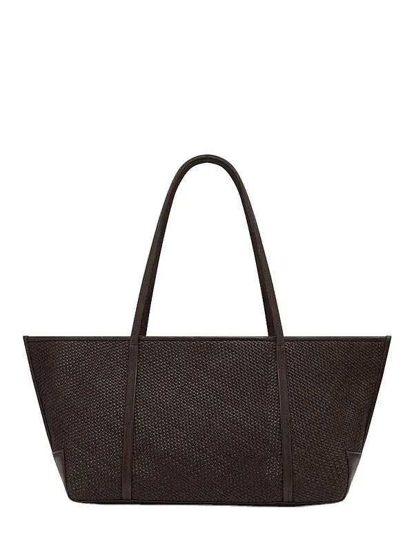 ST. AGNI Bateau Woven Leather Tote - Coffee