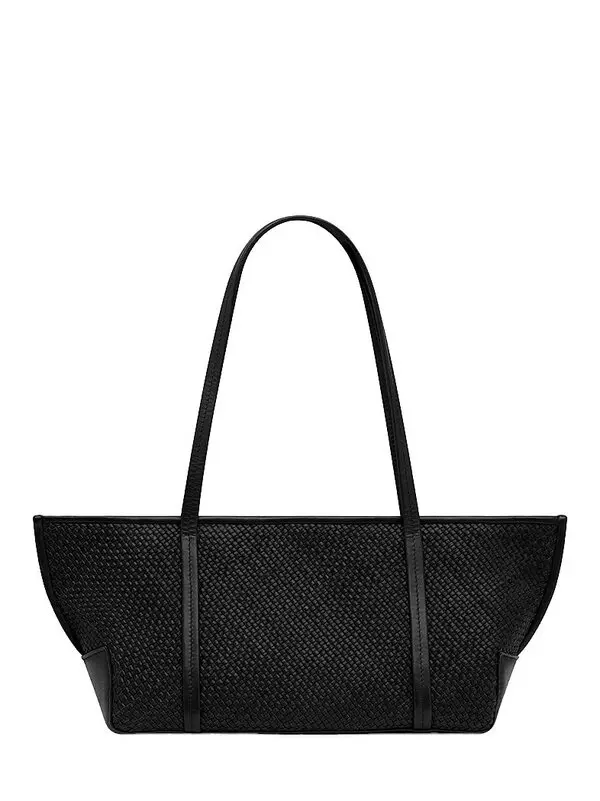 ST. AGNI Bateau Slim Woven Leather Tote - Black
